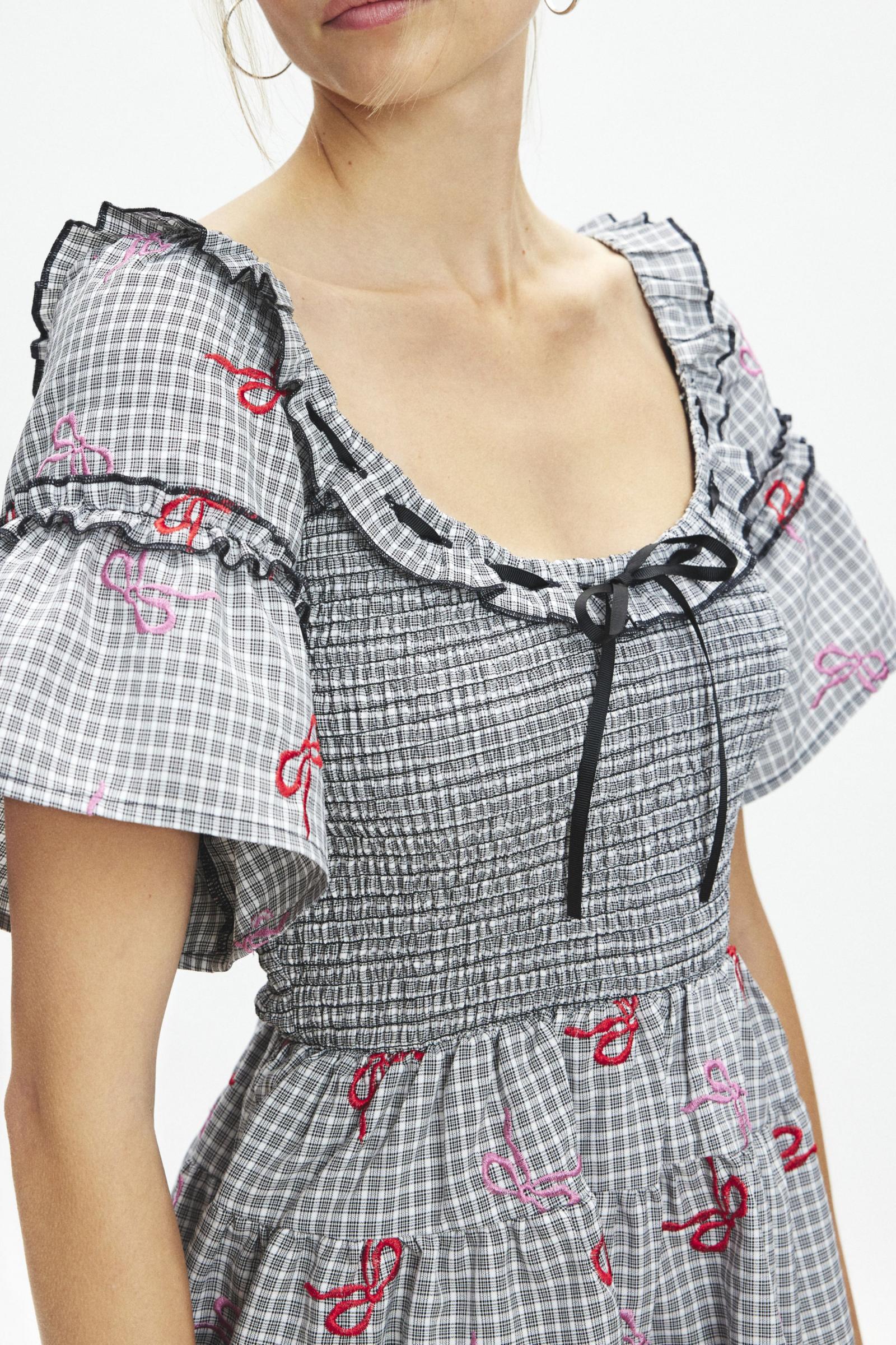 Kimchi Blue Juniper Embroidered Plaid Mini Dress | Urban Outfitters ...