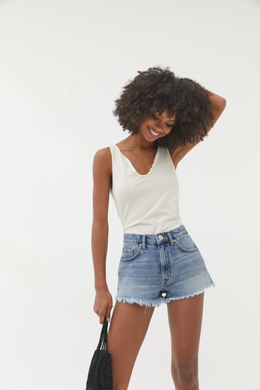 BDG Essential Mid-Rise Cutoff Short – Medium Indigo | Urban Outfitters ...