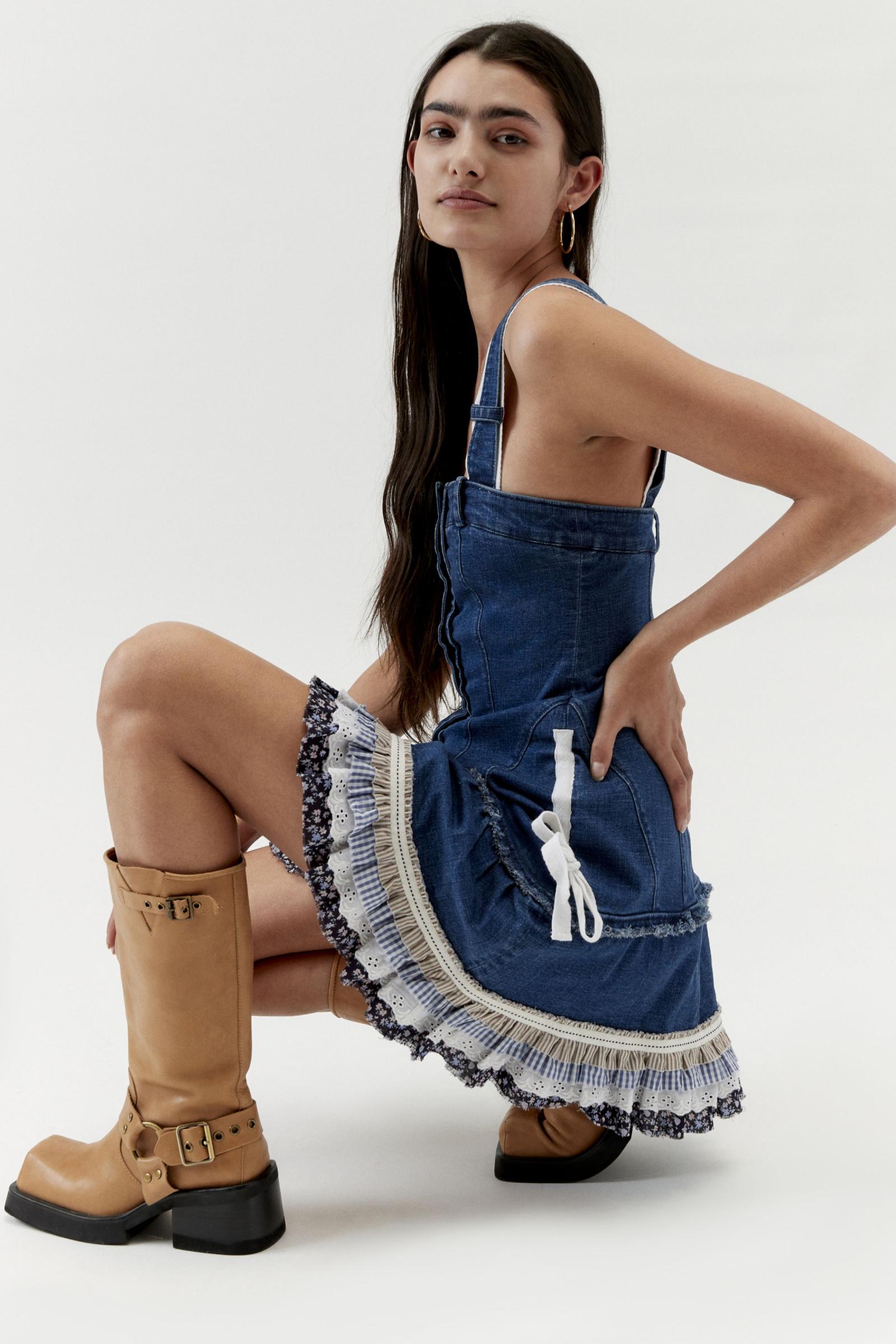 Kimchi Blue Gemma Denim Ruffle Mini Dress | Urban Outfitters Australia ...