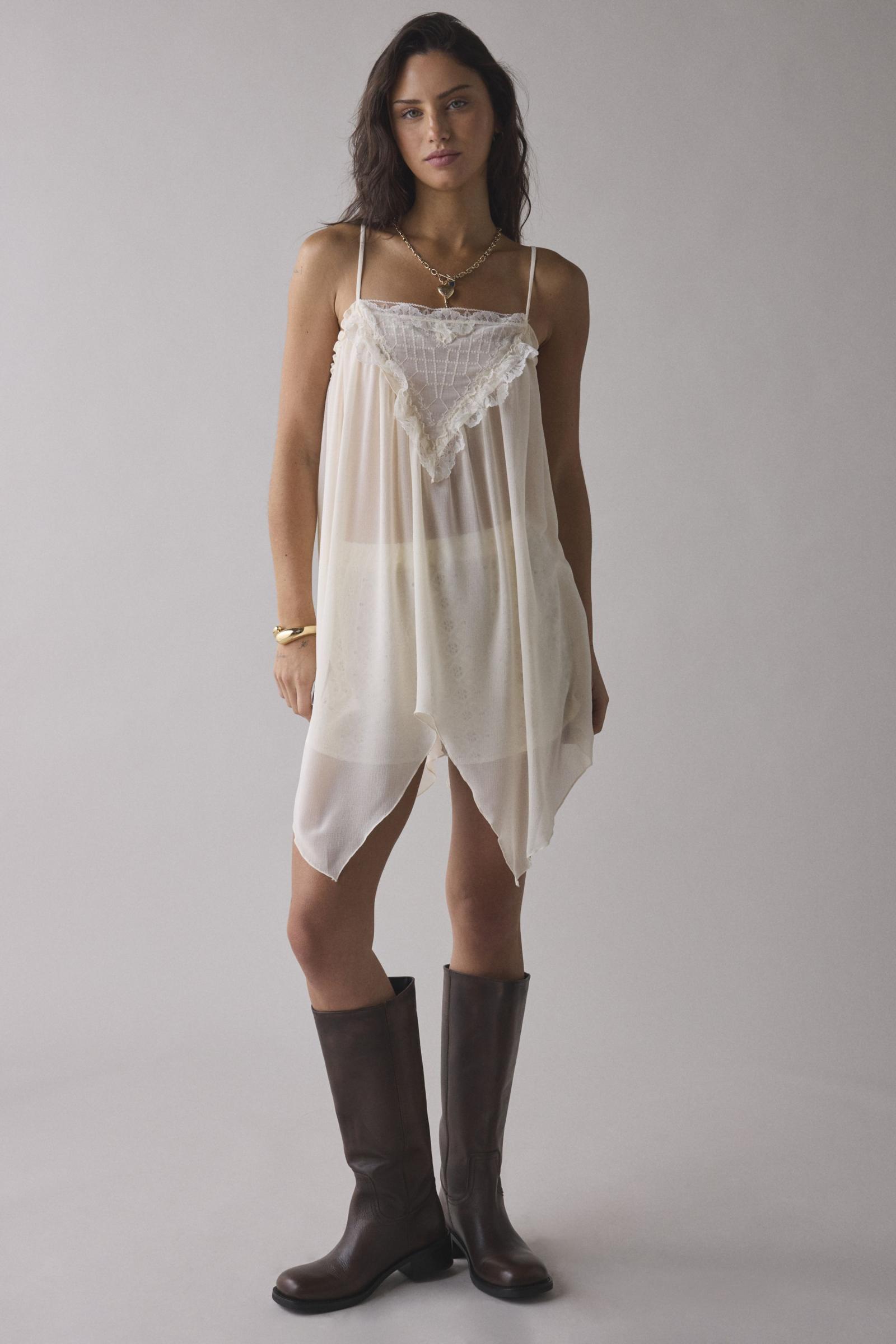 Out From Under Justine Sheer Lace-Trim Hanky Hem Slip | Urban ...