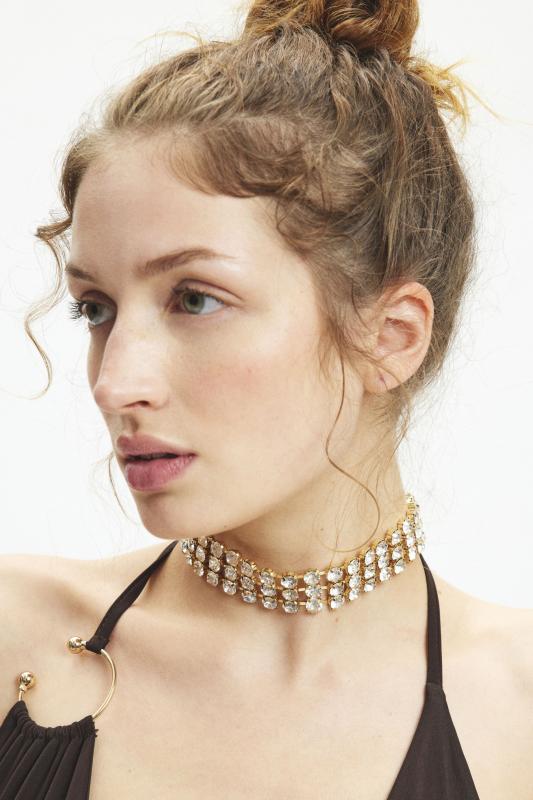 Gold rhinestone choker store