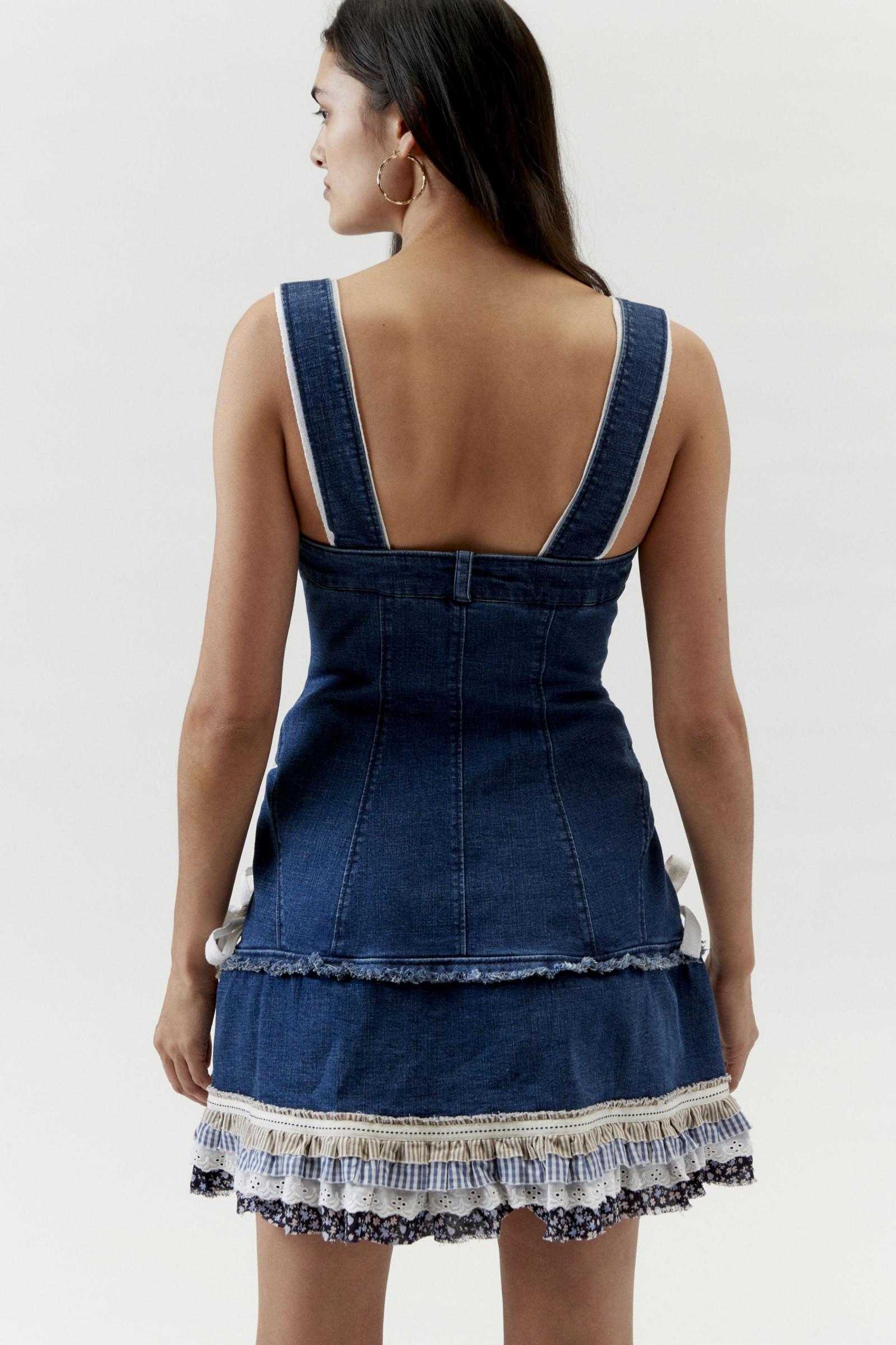Kimchi Blue Gemma Denim Ruffle Mini Dress | Urban Outfitters Australia ...