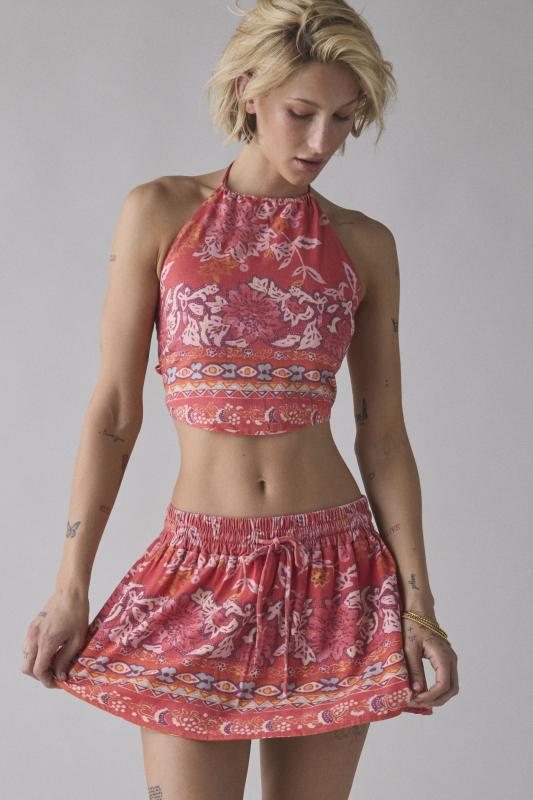 BDG Marcy Halter Tie-Back Crop Top + Mini Skirt Set | Urban Outfitters ...