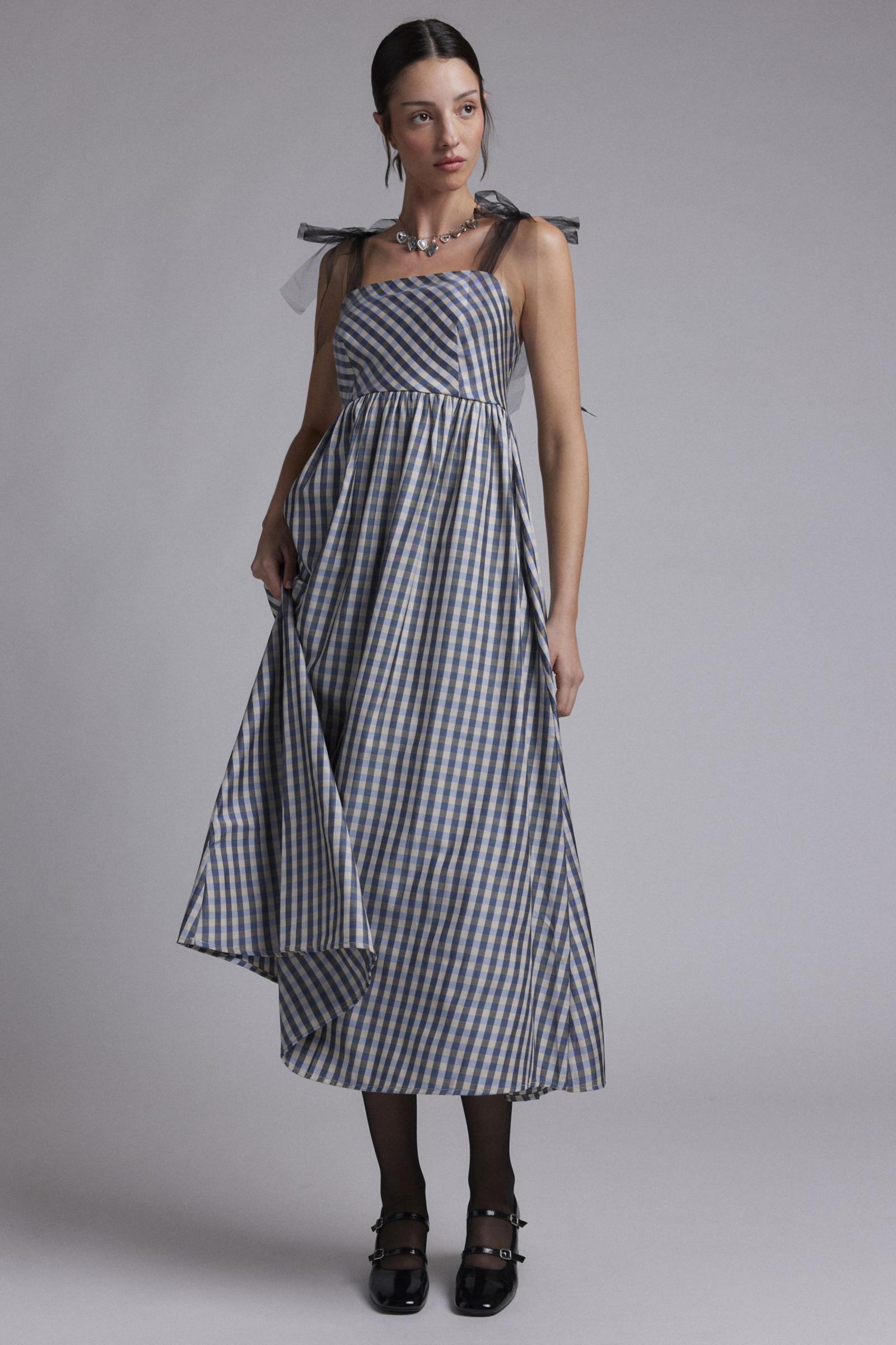 Sister Jane Cindy Check Bow Strap Midi Dress | Urban Outfitters Hong ...