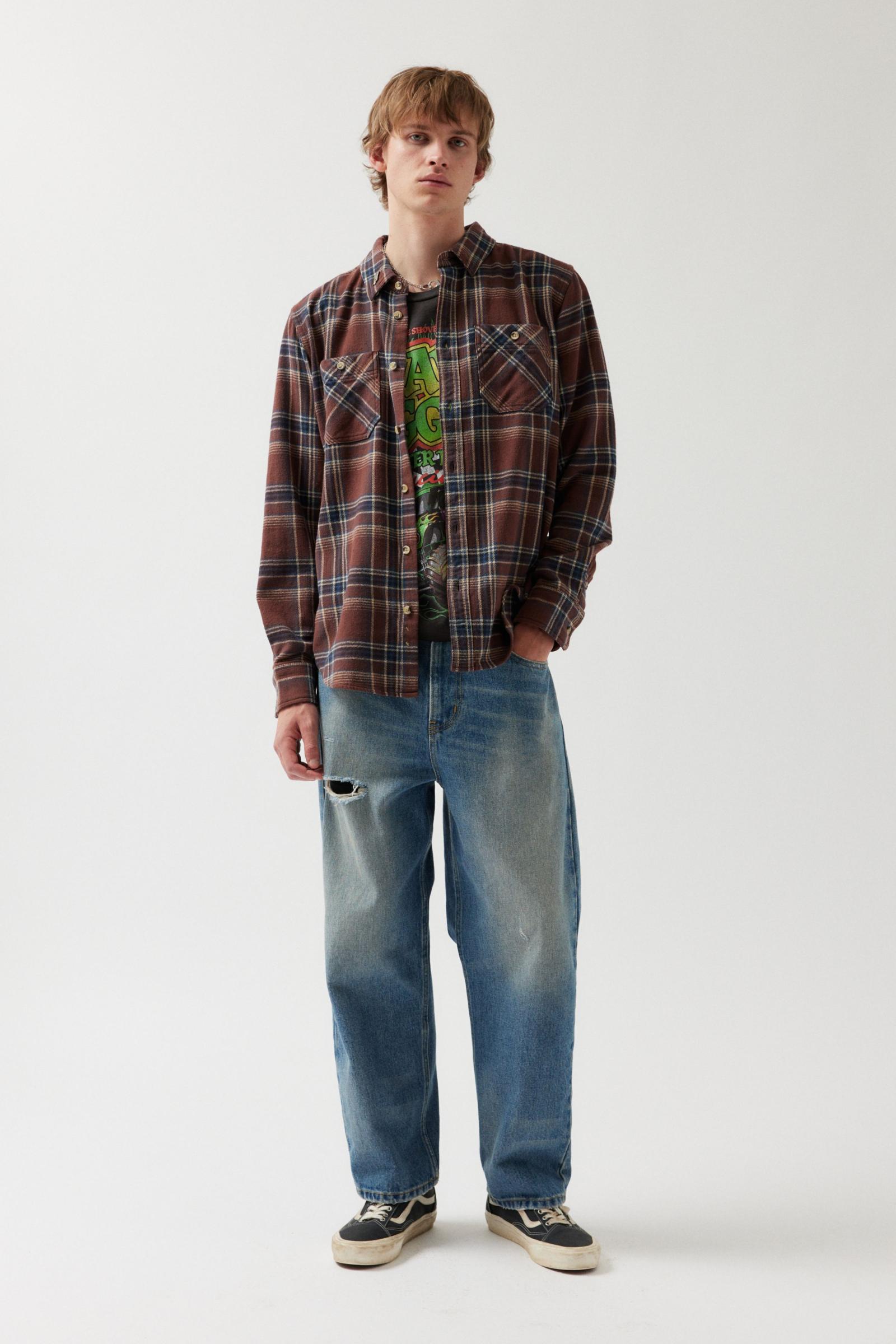 Loser Machine X MOONEYES Charlie Plaid Long Sleeve Button-Down Work ...